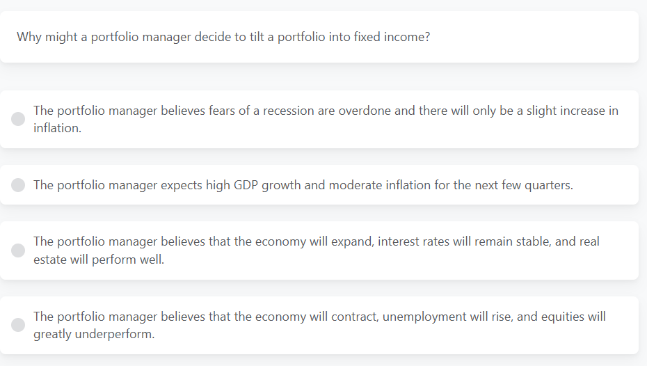 Solved Why might a portfolio manager decide to tilt a | Chegg.com