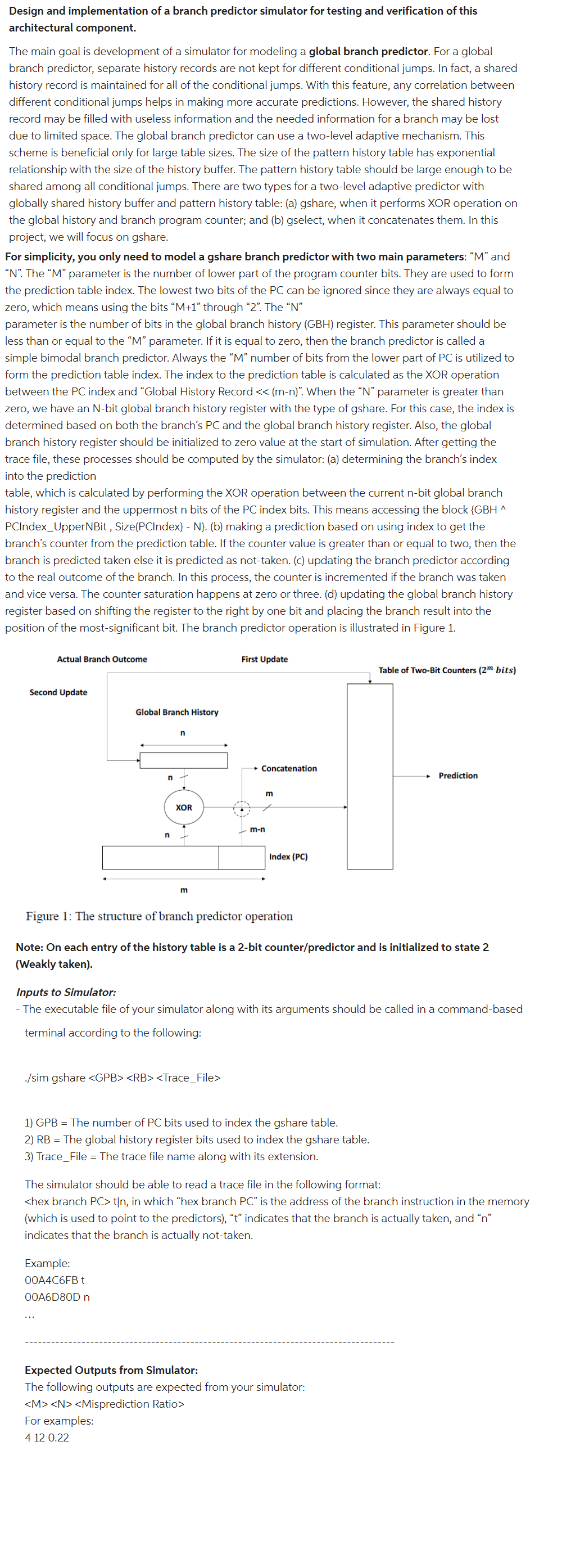 Solved Design and implementation of a branch predictor | Chegg.com