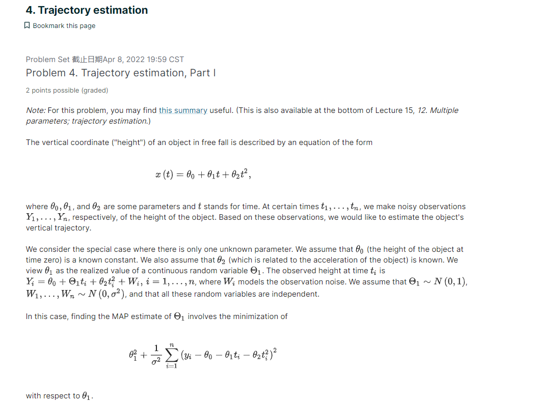 Solved 4. Trajectory estimation Bookmark this page Problem | Chegg.com