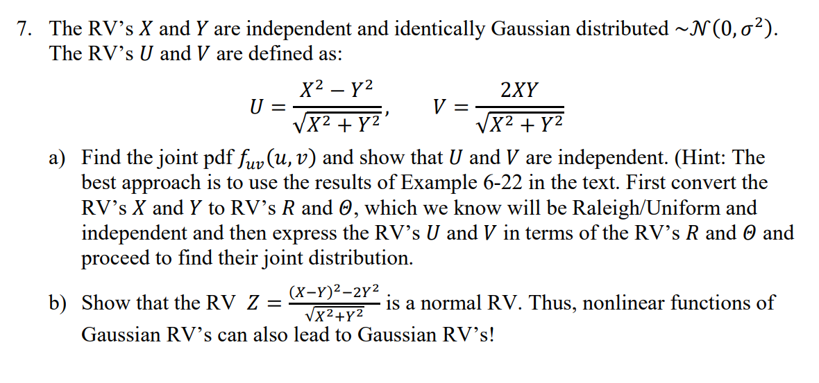 Solved 2 7. The RV's X and Y are independent and identically | Chegg.com