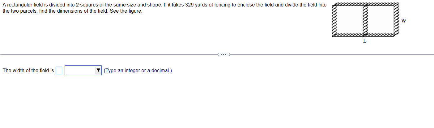 Solved A rectangular field is divided into 2 ﻿squares of the | Chegg.com