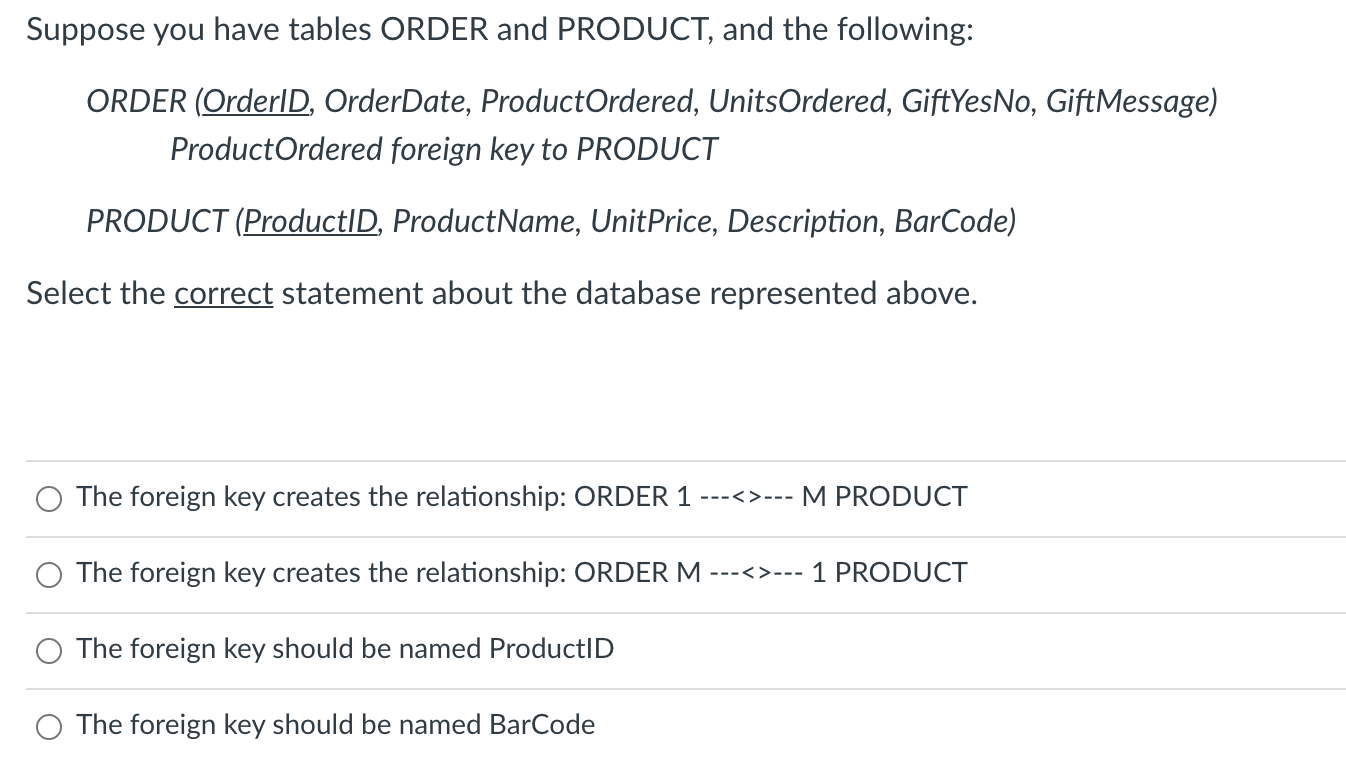 Solved Suppose you have tables ORDER and PRODUCT, and the | Chegg.com