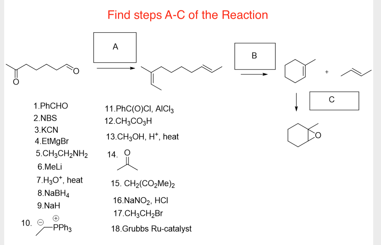 Solved Find steps A-C of the Reaction A B 11.PhC(O)CI, AICI: | Chegg.com