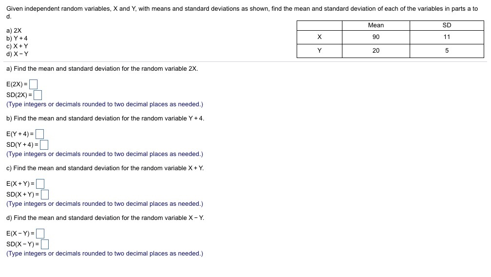 Solved Given independent random variables, X and Y, with | Chegg.com