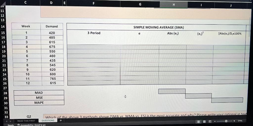 Solved 1) Use the Historical demand data below to calculate | Chegg.com