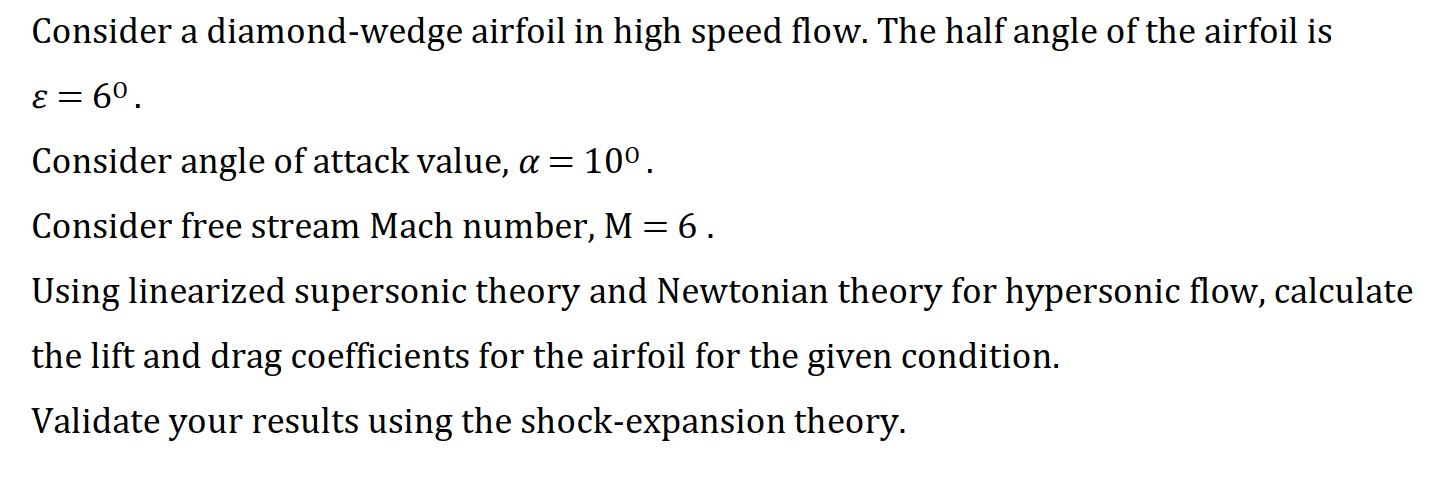 Solved Consider a diamond-wedge airfoil in high speed flow. | Chegg.com Solved Consider a diamond-wedge airfoil in high speed flow. | Chegg.com