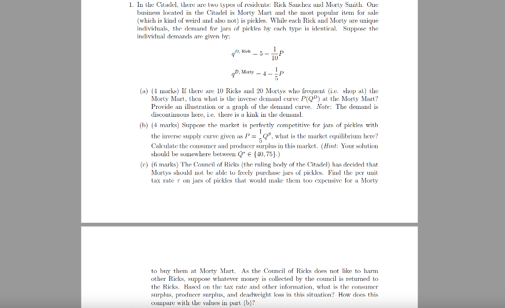 Solved 1. In the Citadel, there are two types of residents: | Chegg.com