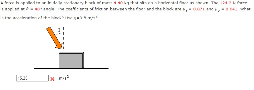 Solved A force is applied to an initially stationary block | Chegg.com