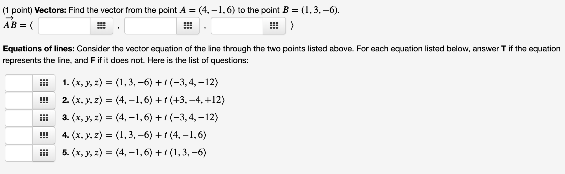 Solved (1 point) Vectors: Find the vector from the point A = | Chegg.com