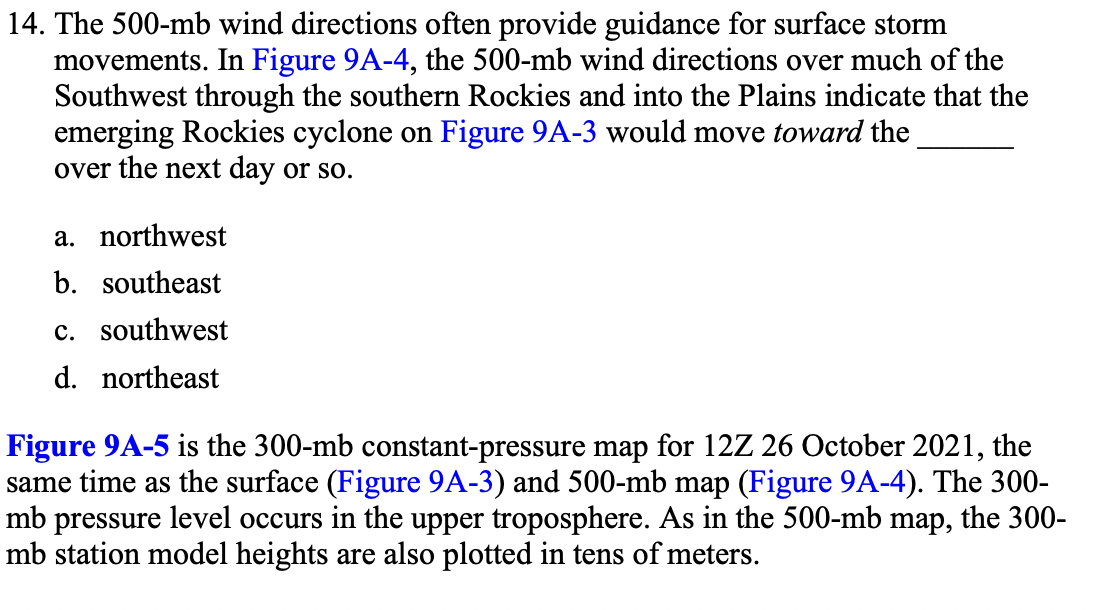 Solved Figure 9A-5. Analyzed weather map with isohypses | Chegg.com