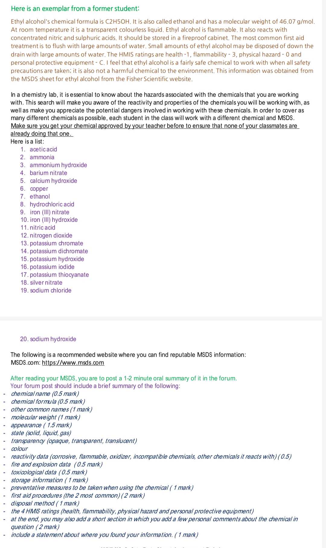 (i need text form )Here is an exemplar from a former | Chegg.com