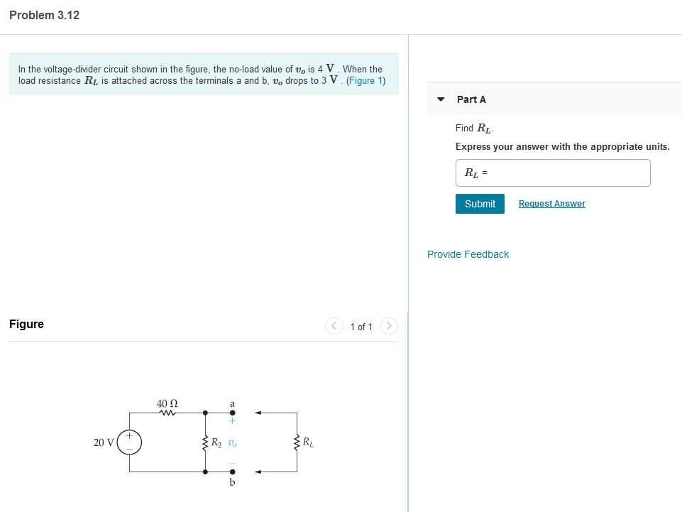 Solved Problem 3.12 In the voltage-divider circuit shown in | Chegg.com
