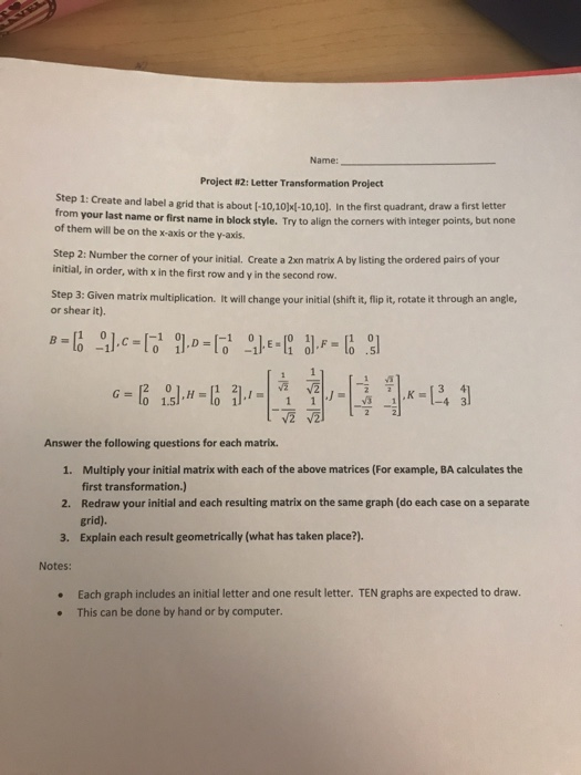 Solved Name: Project #2: Letter Transformation Project tep | Chegg.com