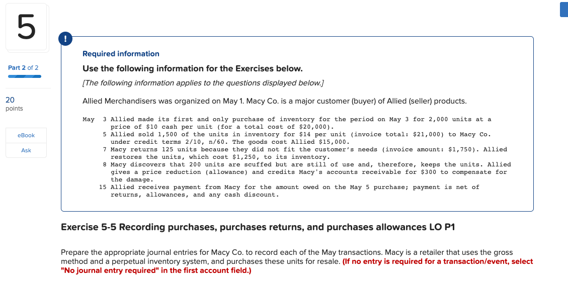 Solved 4 Part 1 of 2 Required information Use the following | Chegg.com