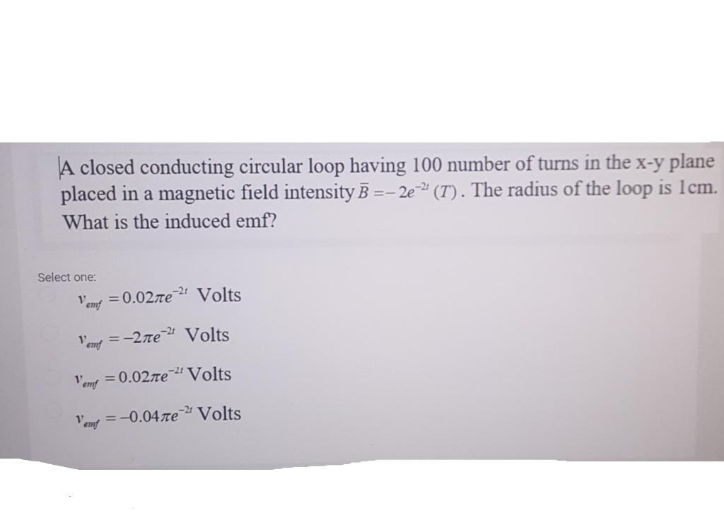 Solved A closed conducting circular loop having 100 number | Chegg.com