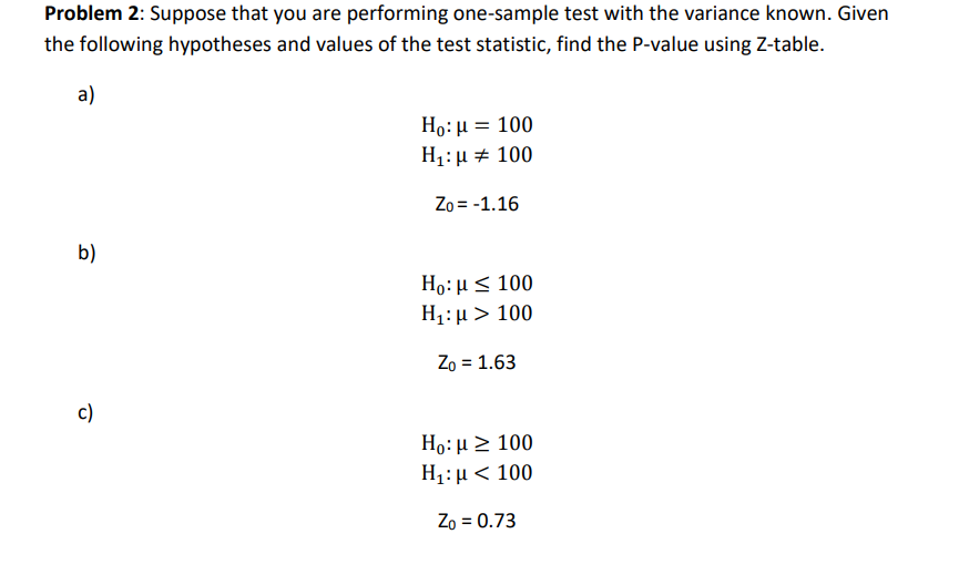 Solved Problem 2: Suppose that you are performing one-sample | Chegg.com