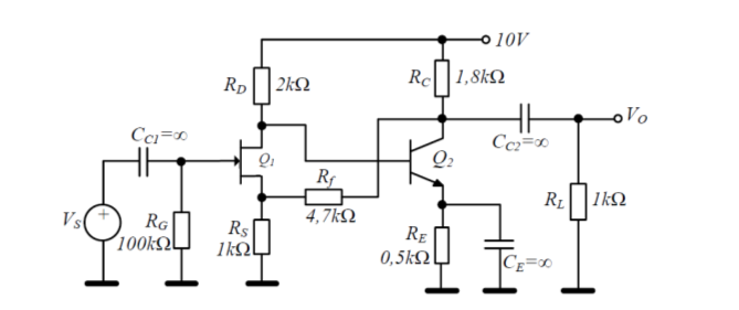 In the circuit shown in the figure, ICQ = 1m𝐴 and gm | Chegg.com