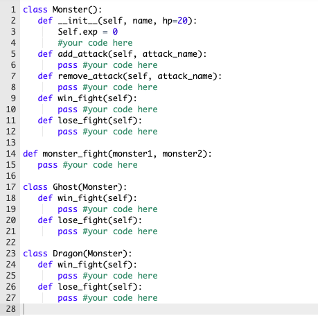 Solved Make 2 monster subclasses: Dragon and ghosts, both of | Chegg.com