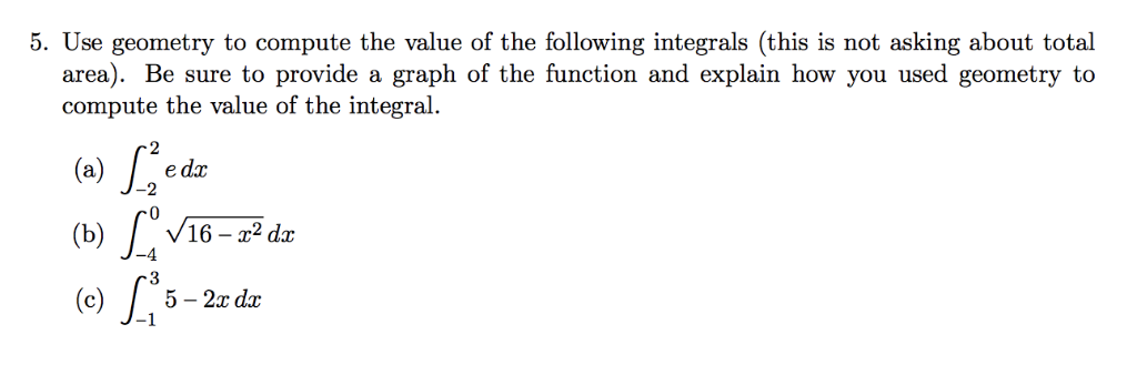Solved 5. Use geometry to compute the value of the following | Chegg.com