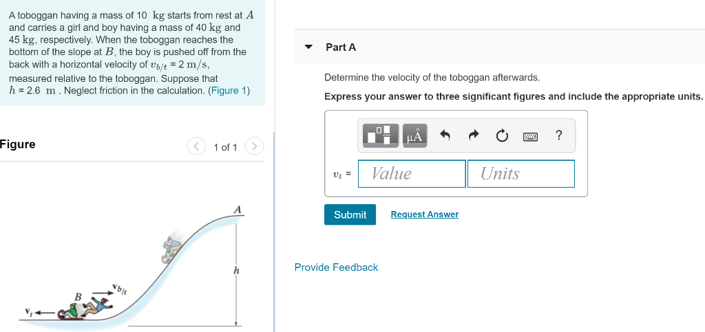 Solved A toboggan having a mass of 10 kg starts from rest at | Chegg.com