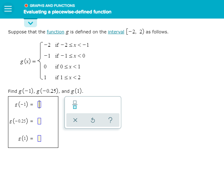 Solved OGRAPHS AND FUNCTIONS Evaluating a piecewise-defined | Chegg.com