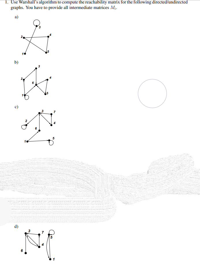 Solved 1. Use Warshall's algorithm to compute the | Chegg.com