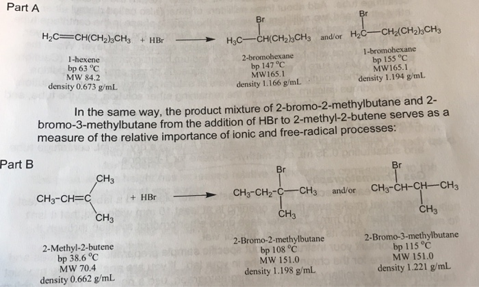 Solved Part A Br Br 3 +HBrHC CHCH2łCH3 and/or H2CH2(CH2)3CH3 | Chegg.com