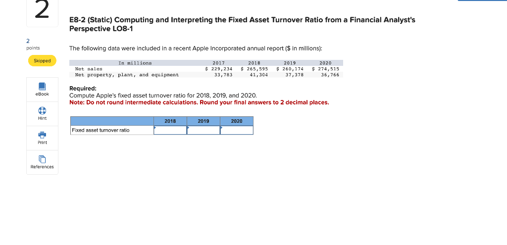 Solved E8-2 (Static) Computing and Interpreting the Fixed | Chegg.com