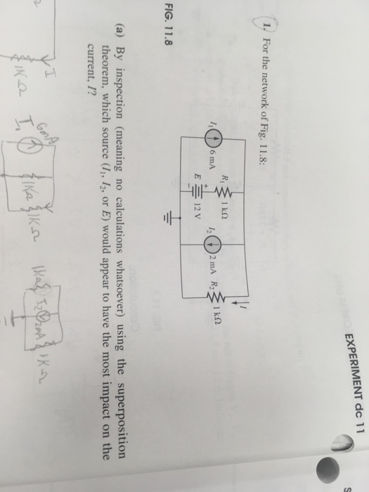 Solved EXPERIMENT dc 11 1. For the network of Fig. 11.8: Ri | Chegg.com