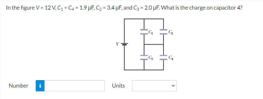 Solved In the figure V = 12 V, C1 = C4 = 1.9 μF, C2 = 3.4 | Chegg.com