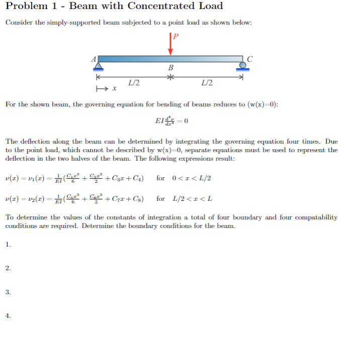 Solved Problem 1 - Beam with Concentrated Load Consider the | Chegg.com