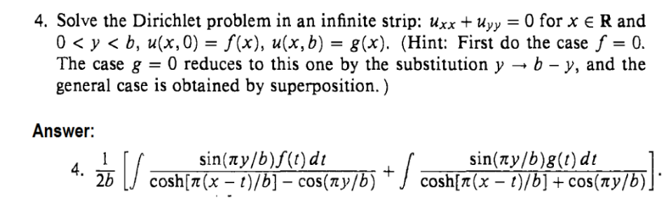 4. Solve the Dirichlet problem in an infinite strip: | Chegg.com