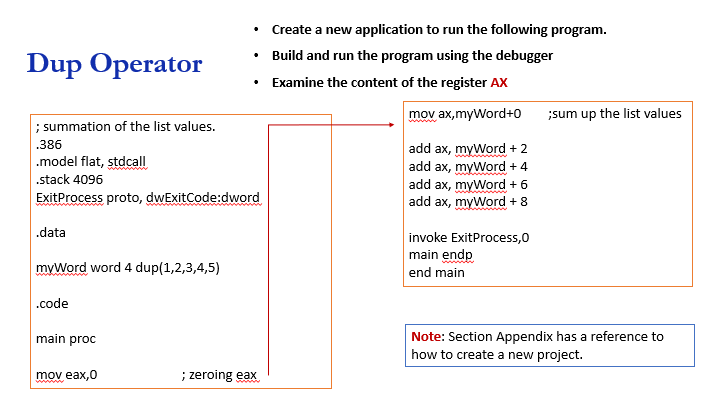 Solved Defining Data: Using the DUP Operator • Use DUP to | Chegg.com