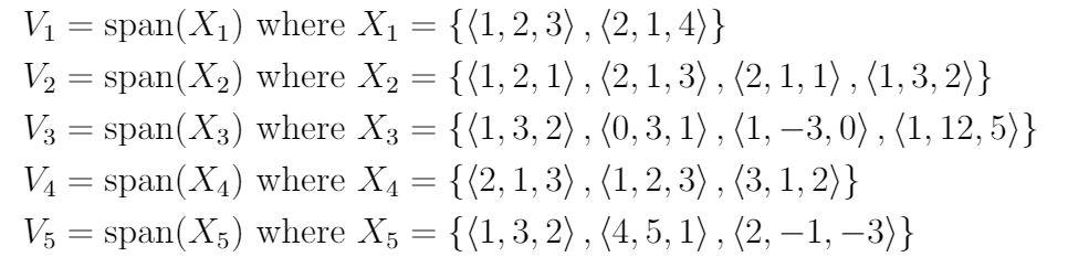 Solved Find a basis for V1, V2, V3, V4, and V5 and determine | Chegg.com