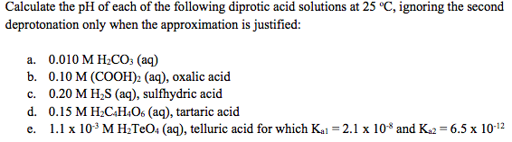 Solved Calculate the pH of each of the following diprotic | Chegg.com