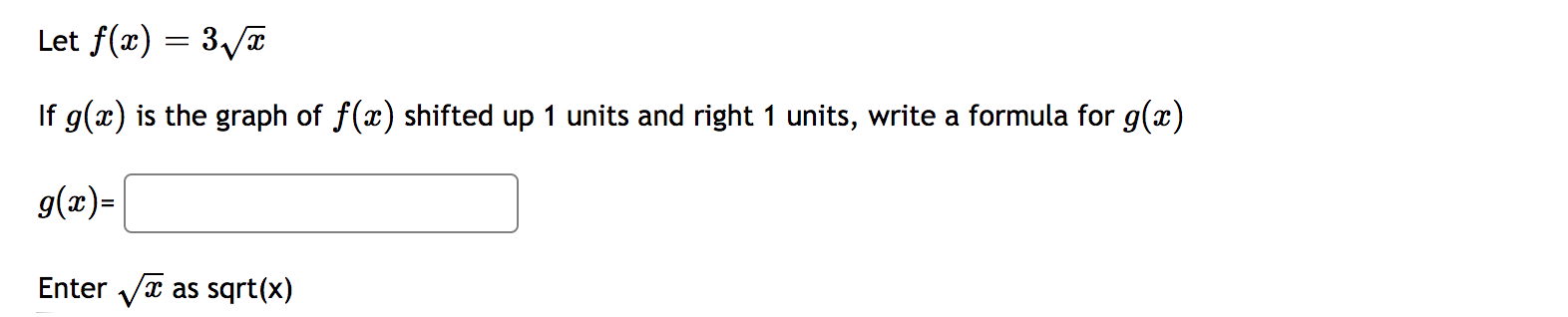 Solved Let f(x) = 3/5 If g(x) is the graph of f(a) shifted | Chegg.com