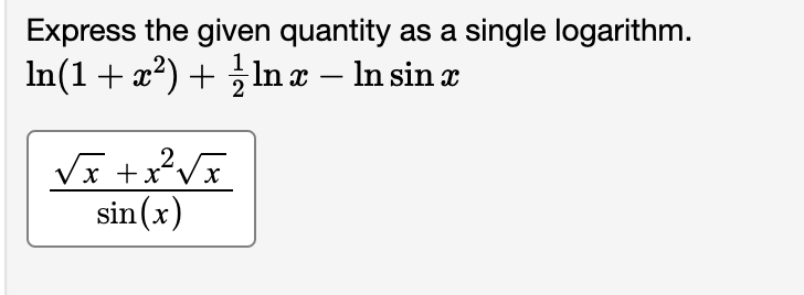Solved Express the given quantity as a single logarithm. | Chegg.com