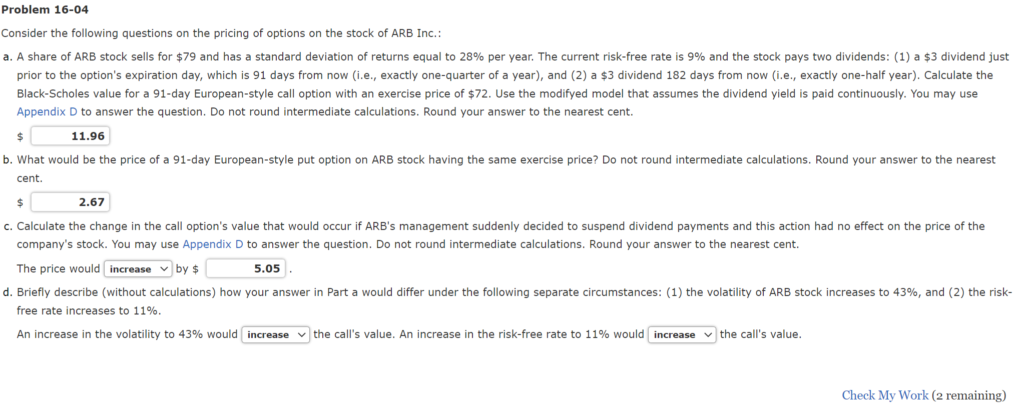 Consider the following questions on the pricing of | Chegg.com