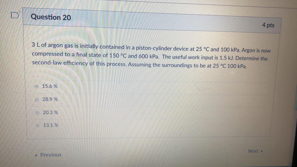 Solved D Question 19 4 pts A 3-ft adiabatic rigid container | Chegg.com