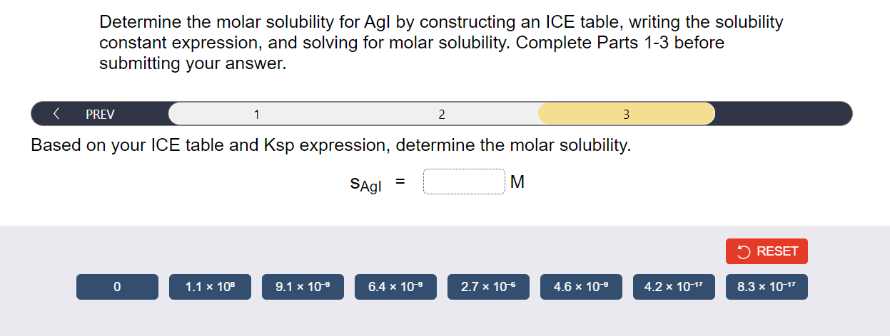 Solved Determine the molar solubility for Agl by | Chegg.com