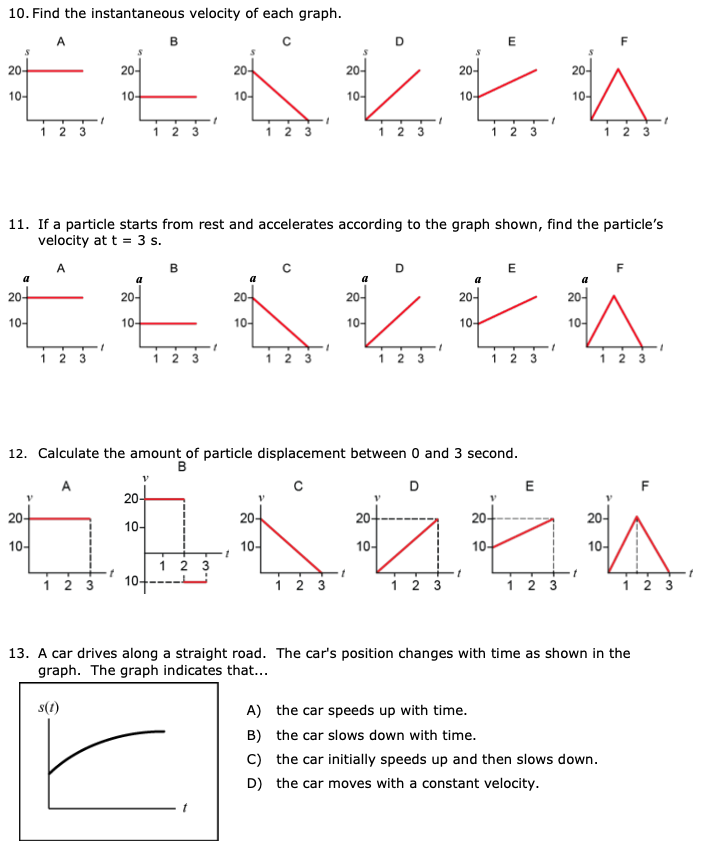Solved 10. Find the instantaneous velocity of each graph. B | Chegg.com