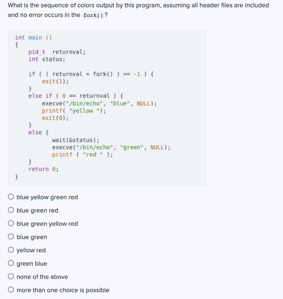 Solved What is the sequence of colors output by this | Chegg.com