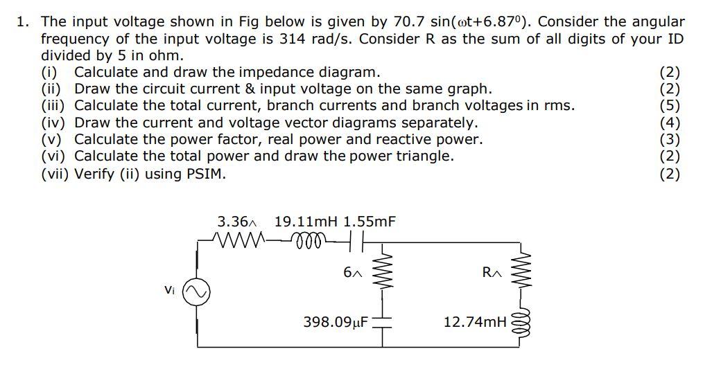 Solved 1. The input voltage shown in Fig below is given by | Chegg.com