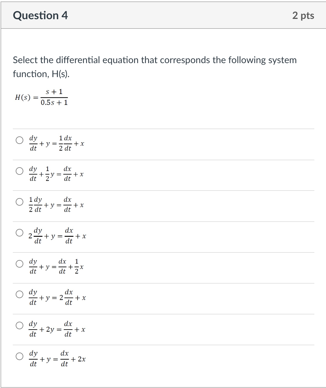 Solved Select the differential equation that corresponds the | Chegg.com