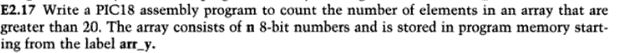 Write a PIC18 assembly program to count the number of | Chegg.com