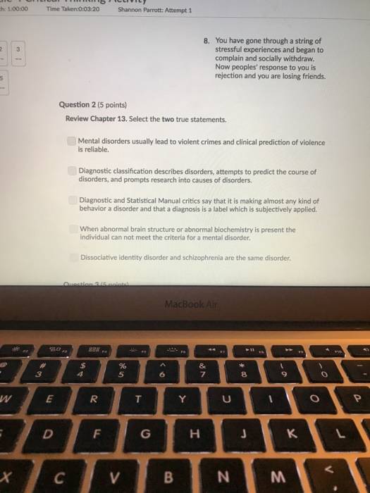 Solved h: 1:00:00 Time Taken:0:03:20 Shannon Parrott: | Chegg.com