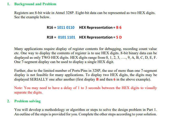Solved 1. Background and Problem Registers are 8-bit wide in | Chegg.com