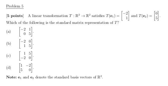 Solved Problem 5 5 points) A linear transformation T : R2 → | Chegg.com