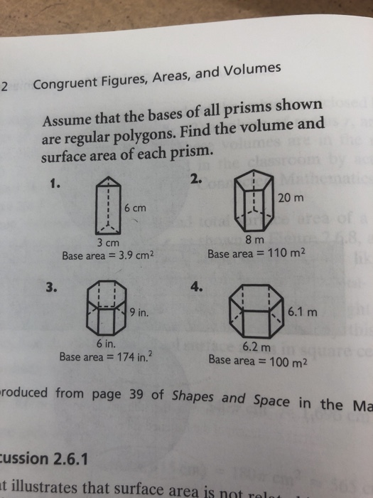 Solved 2 Congruent Figures, Areas, and Volumes Assume that | Chegg.com