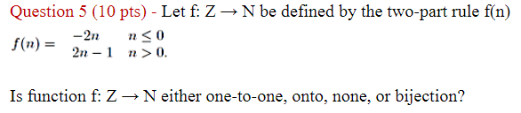 Solved Question 5 (10 pts) - Let f: ZN be defined by the | Chegg.com